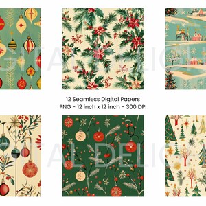 Printable 1950 Vintage Christmas Digital Paper, Christmas Ephemera ...