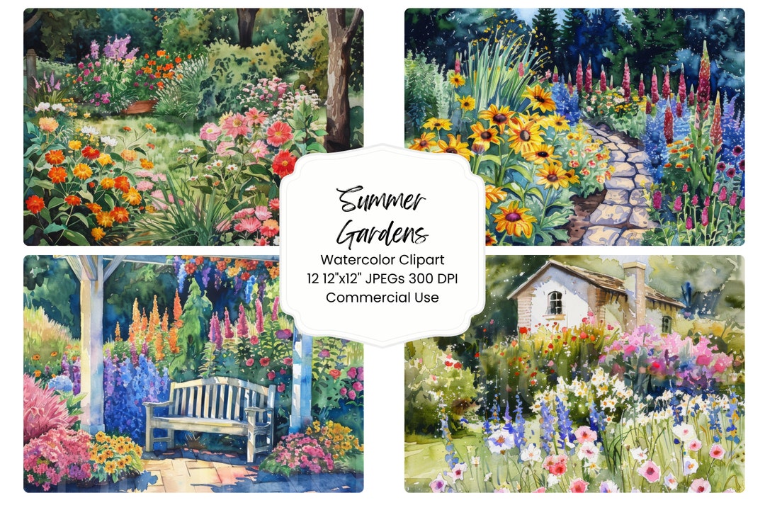 Summer Garden Digital Paper Watercolor Junk Journal Gardening Printable ...