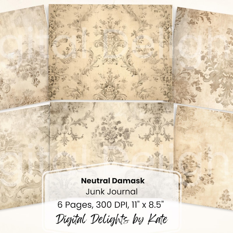 Damask Digital Papers - Etsy