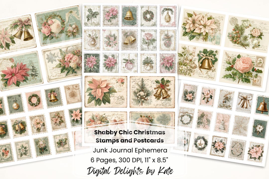 Shabby Chic Christmas Stamps & Postcards: Vintage Holiday Ephemera ...