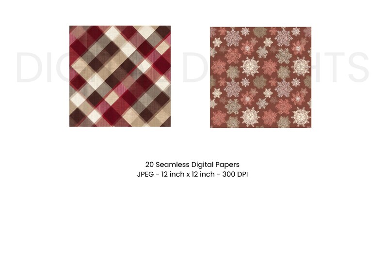 Christmas Digital Paper Pack: Rustic Holiday Seamless Patterns (20 ...