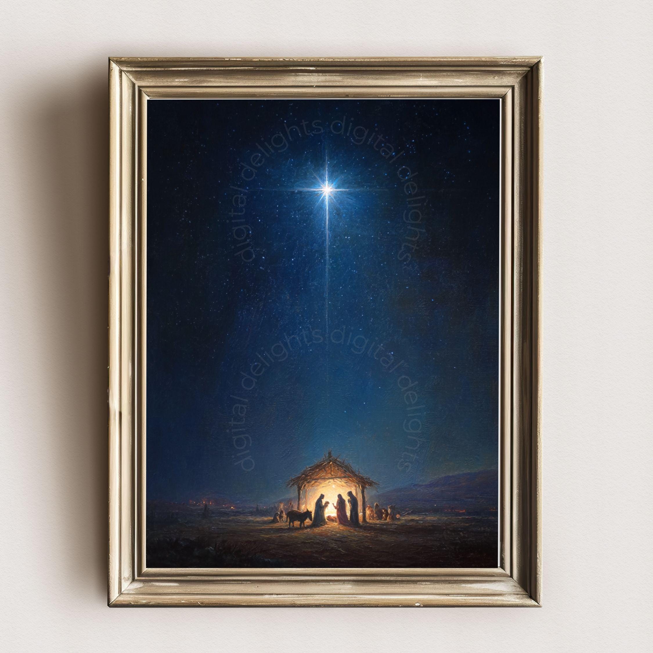 Nativity Star Printable | Holy Night Nativity Wall Art | Christian ...