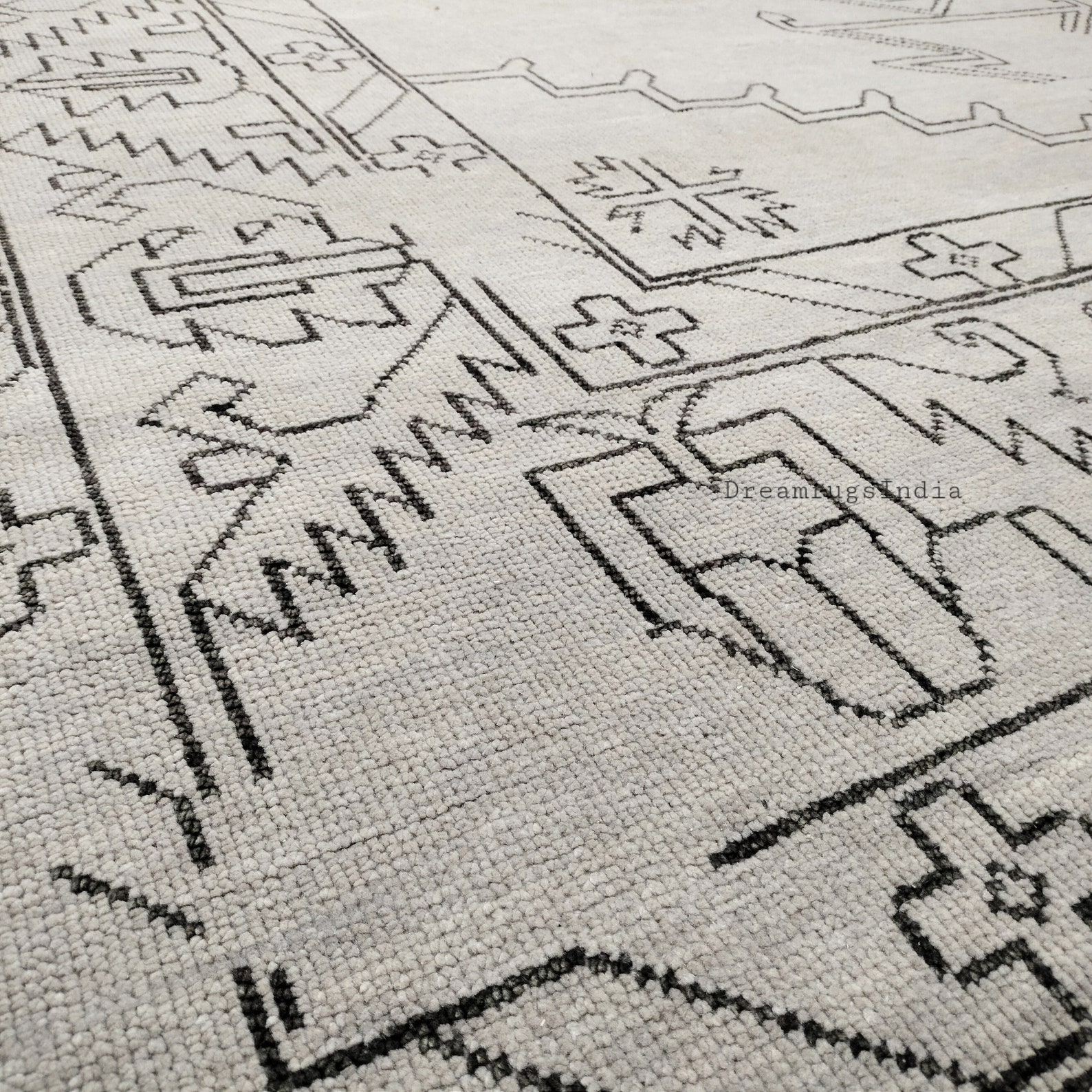 Modern Handknotted Oushak Rug in Sand Cream Handmade Turkish Knot Rug ...