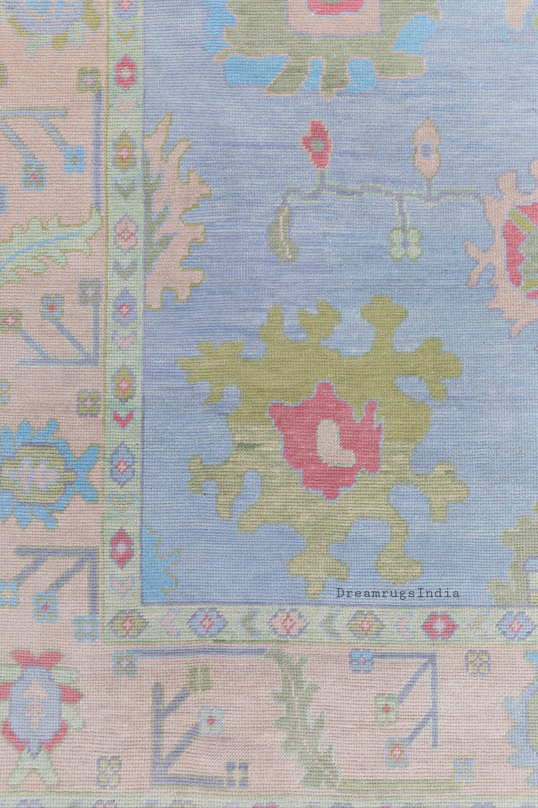 Premium Quality Oushak Rug in Blue and Pink Faded Color With Pink and ...