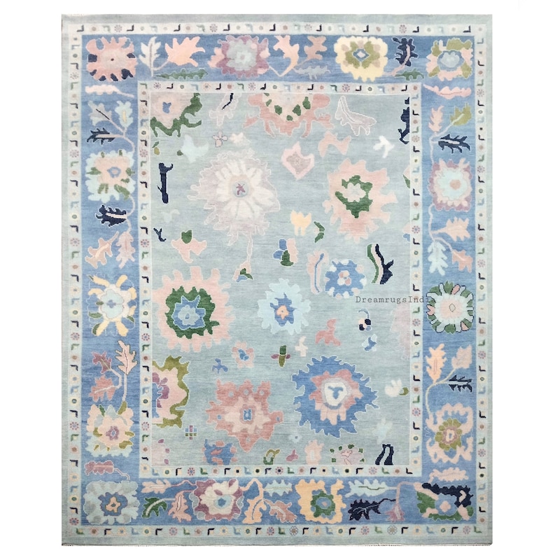 Blue Pink Turkish Rug - Etsy