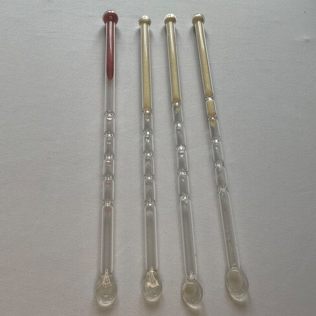 Vintage Glass Cocktail/swizzle Sticks With Sand Timer - Etsy
