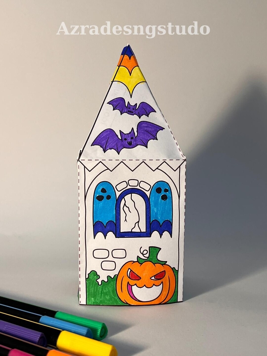 Haunted House Paper Craft Activity, Halloween Printable Paper Craft Set ...