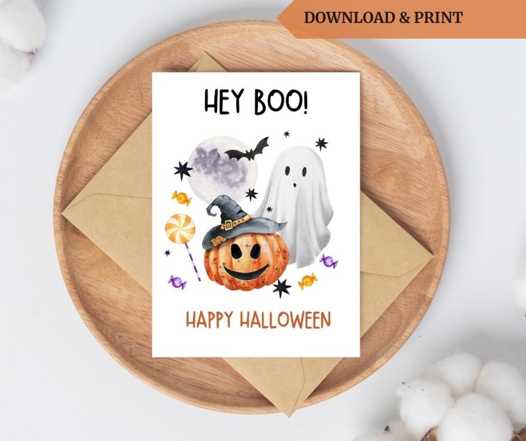 Happy Halloween Printable Card Cute Trick or Treat Card - Etsy