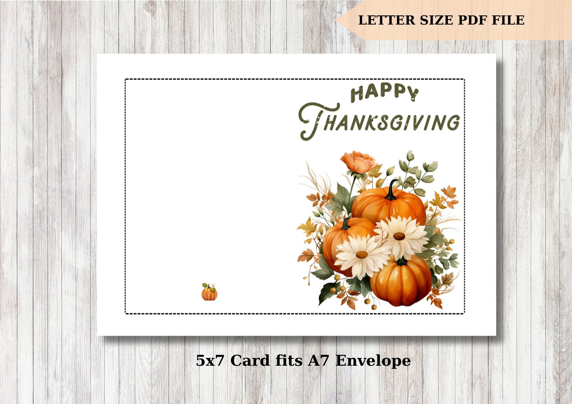 Happy Thanksgiving Card / Printable Pumpkin Card / Autumn Leaves and ...