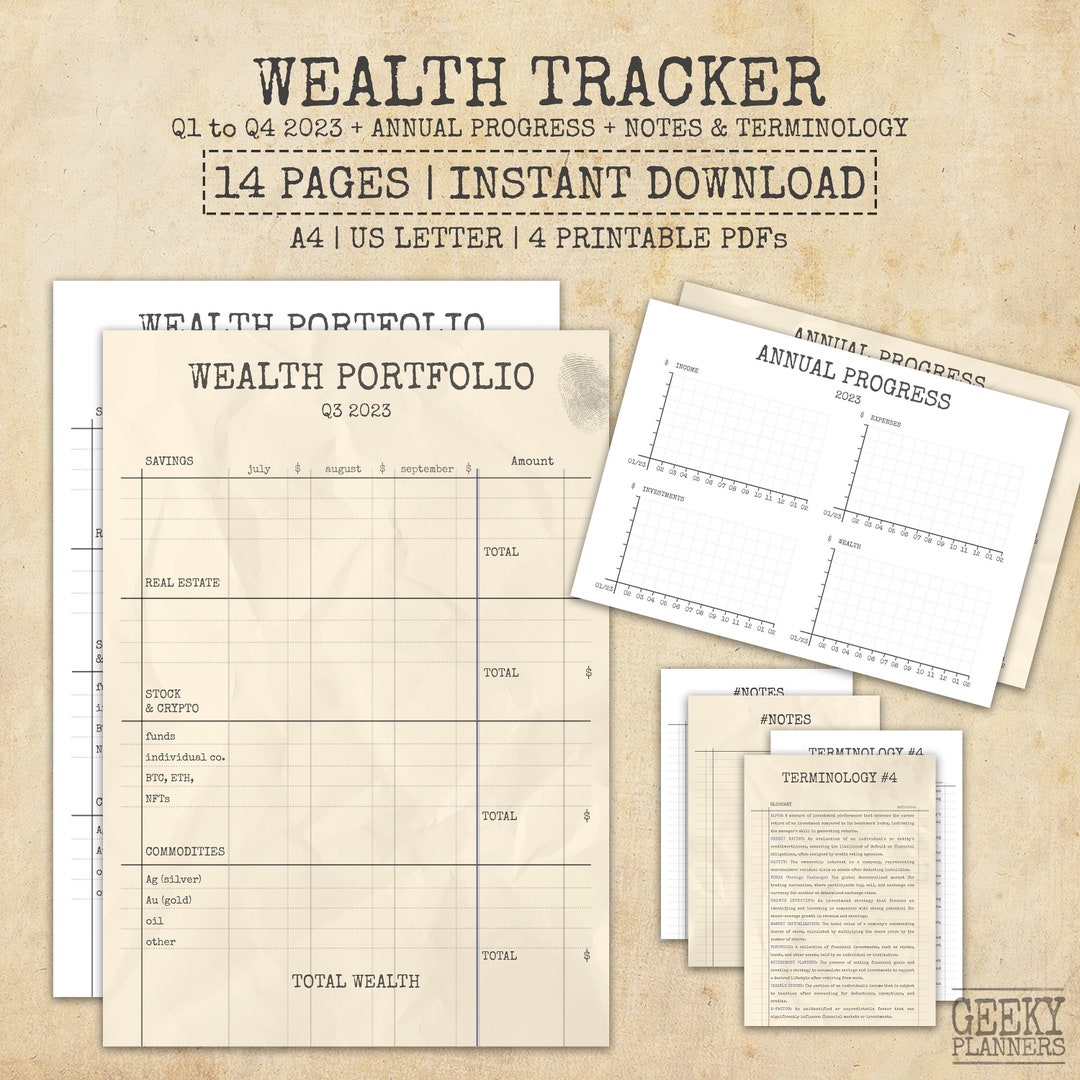 Wealth Tracker Printable Template, Quarterly Tracker, Business Finances ...