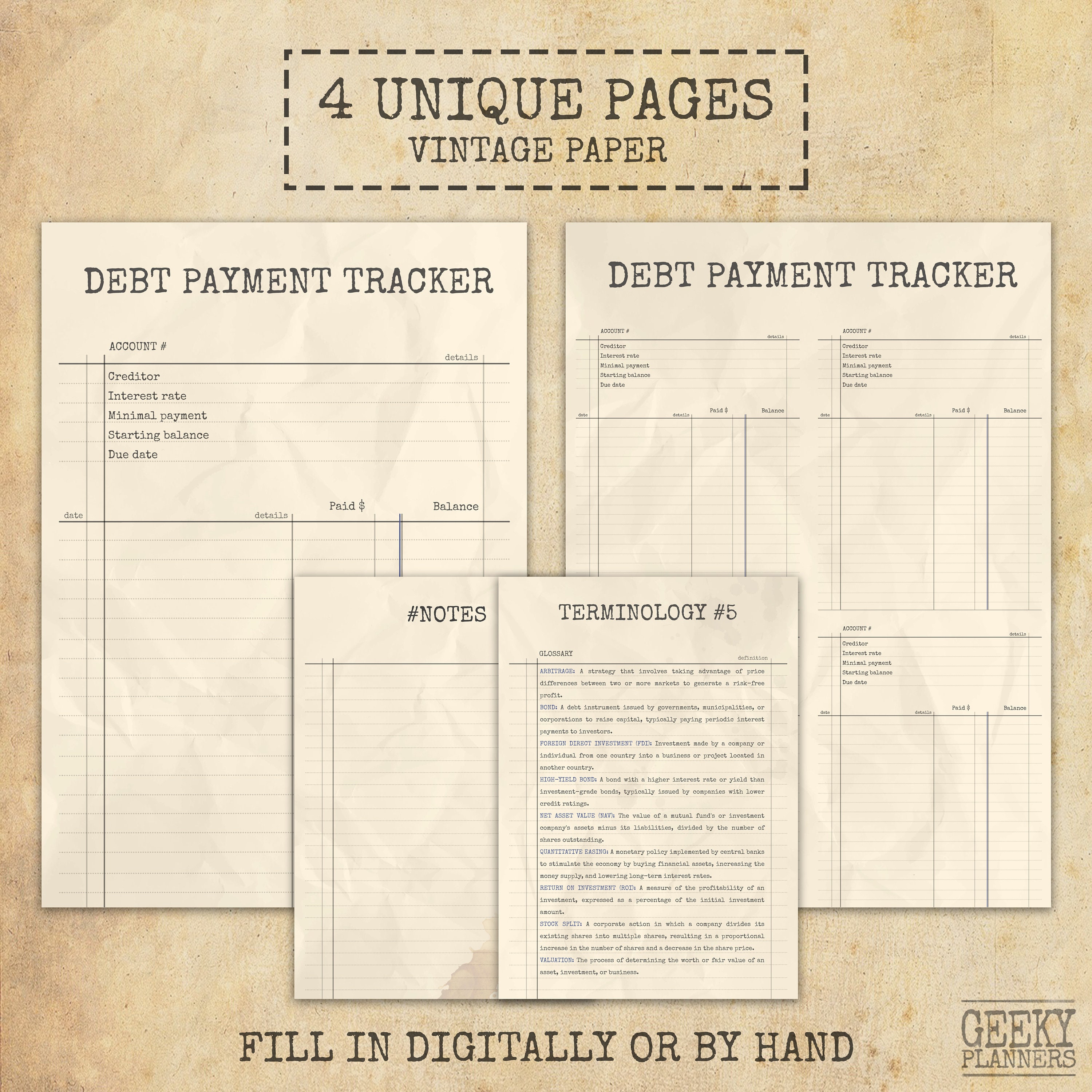 Debt Payment Tracker Printable Debt Tracker, Debt Snowball Tracker ...