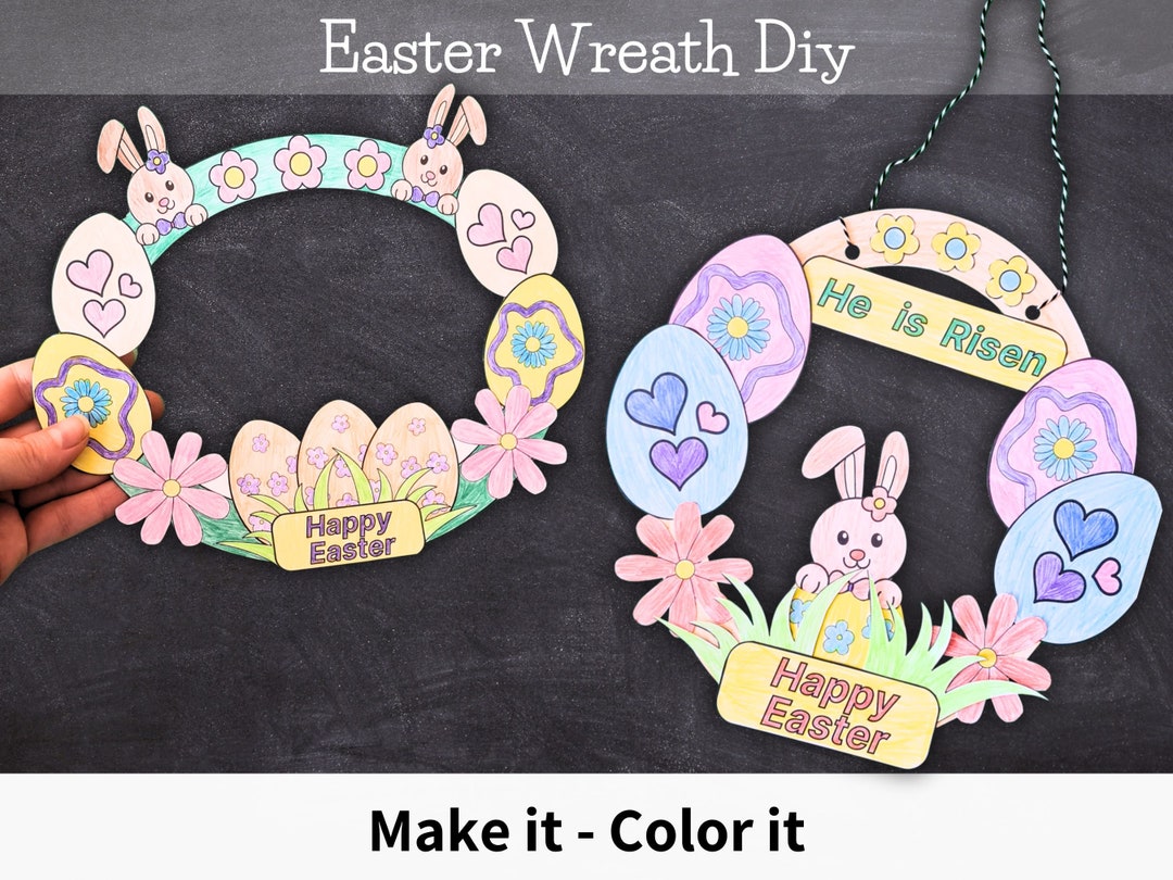 Make an Easter Wreath Paper Craft - Easy & Advanced Versions. Printable ...