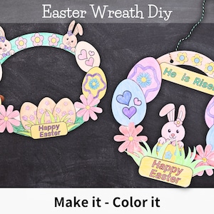 Make an Easter Wreath Paper Craft - Easy & Advanced Versions. Printable ...