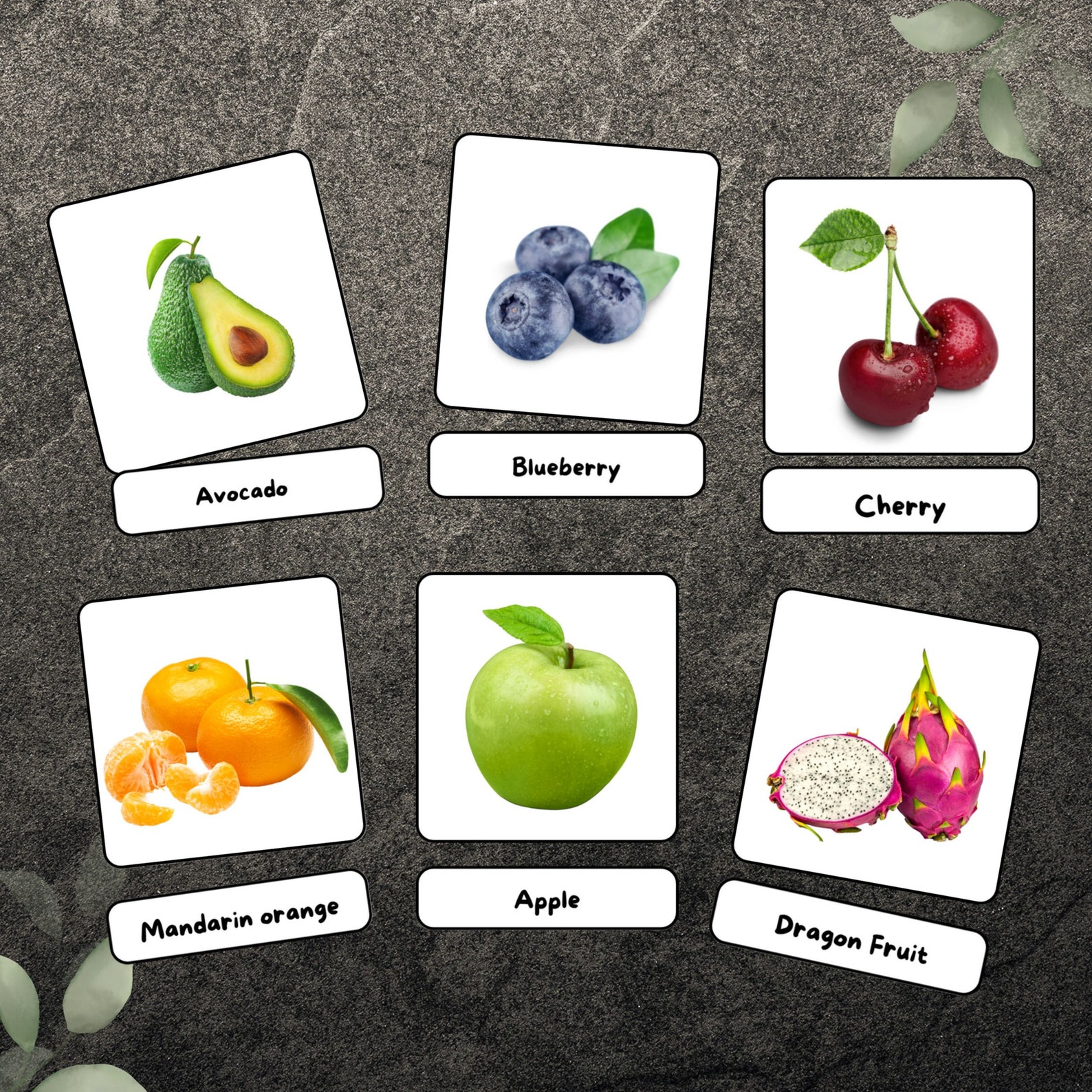 Learning FRUITS in English - 32 Real Pictures - Montessori Cards ...