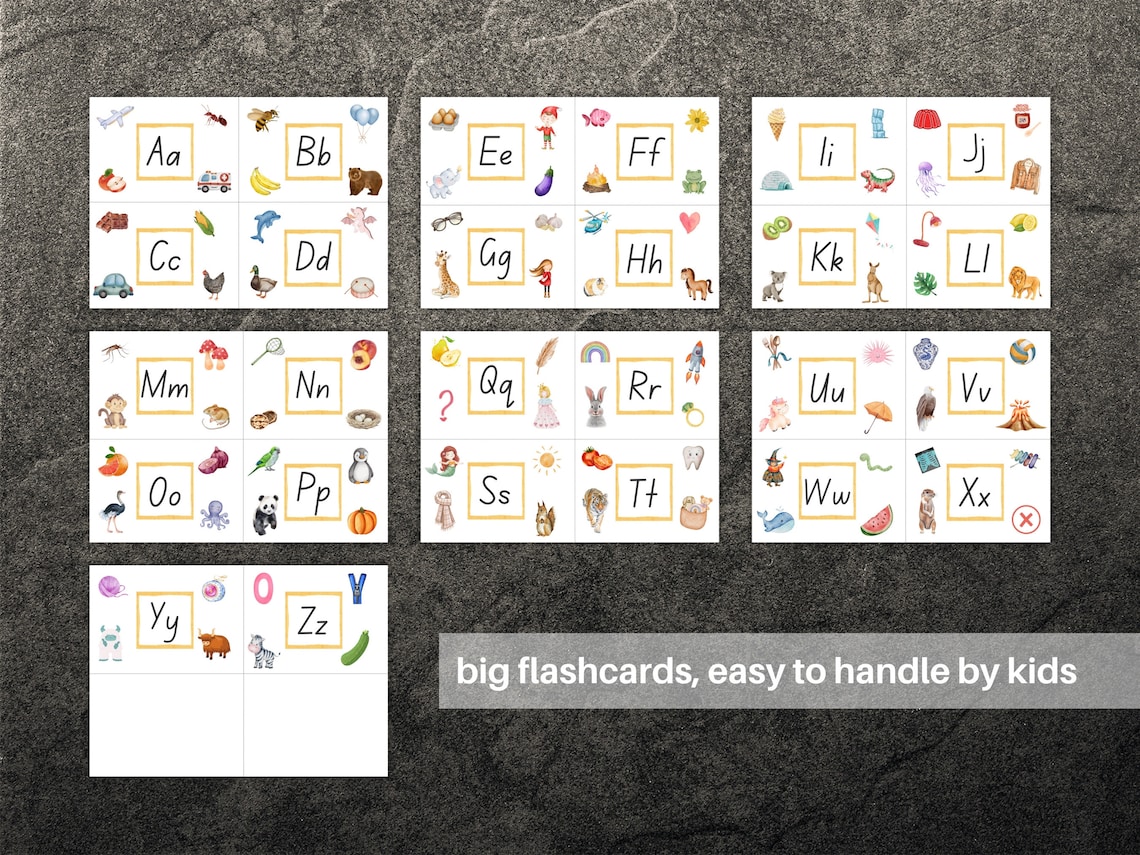 ALPHABET Flash Cards Beginning Sounds. Printable Montessori Three Part ...