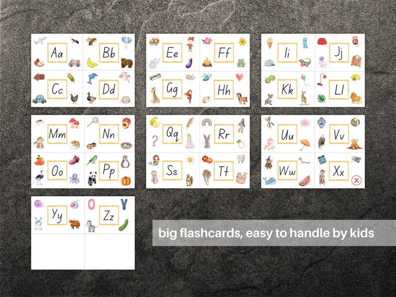 ALPHABET Flash Cards Beginning Sounds. Printable Montessori Three Part ...