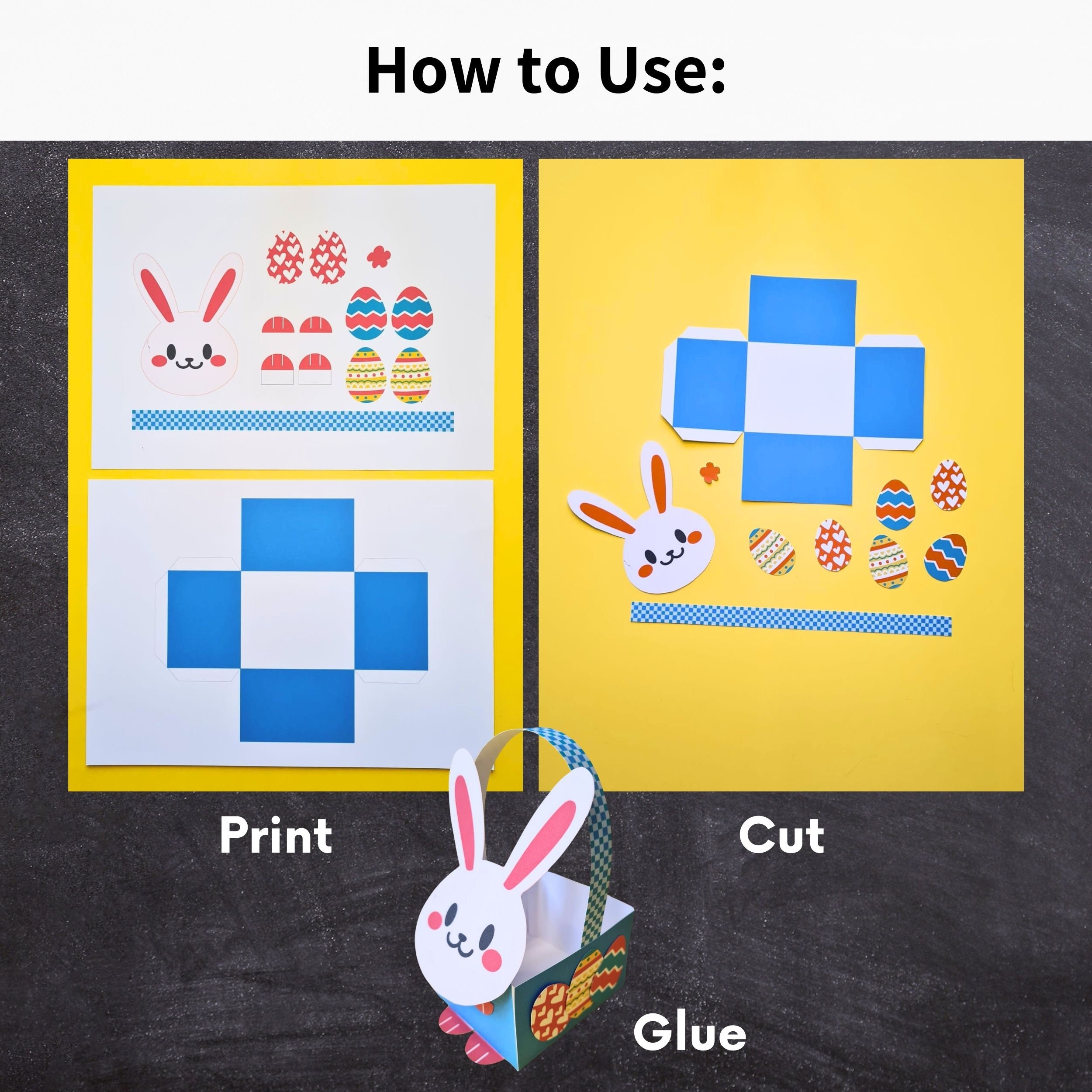 Easter Bunny Basket - Paper Craft - Print and Go Activity for Spring ...