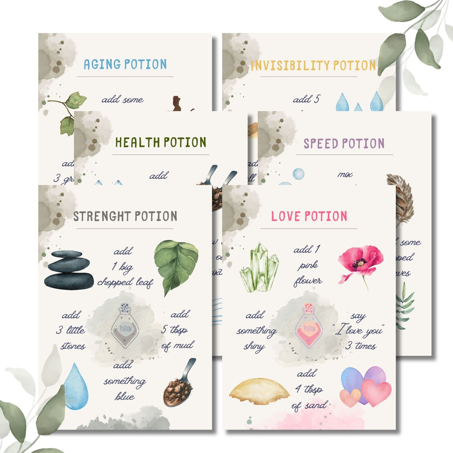Fairy-themed Printable Mud Kitchen Recipe Cards , Outdoor Forest School ...