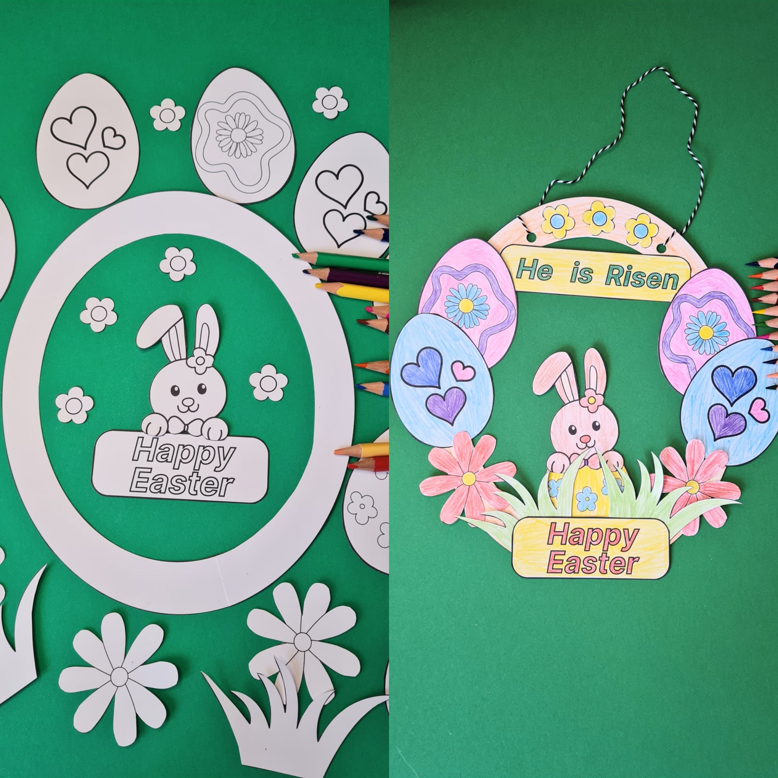 Make an Easter Wreath Paper Craft - Easy & Advanced Versions. Printable ...