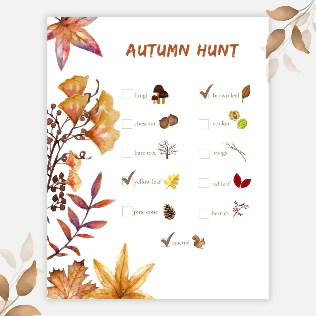 Printable Fall Scavenger Hunt for Kids! Explore Nature's Wonders and ...