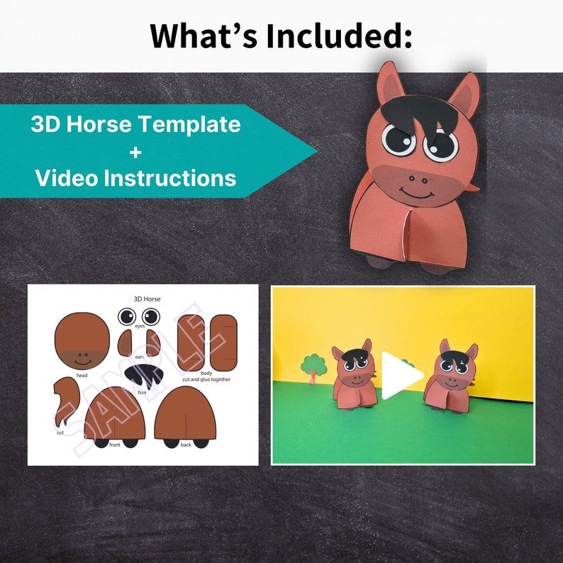 3D Paper Horse Craft Template – DIY Animal Toy (printable) - Etsy