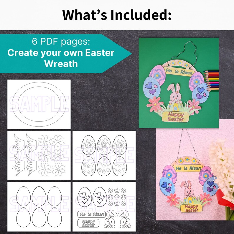 Make an Easter Wreath Paper Craft - Easy & Advanced Versions. Printable ...