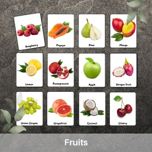 Learning FRUITS in English - 32 Real Pictures - Montessori Cards ...
