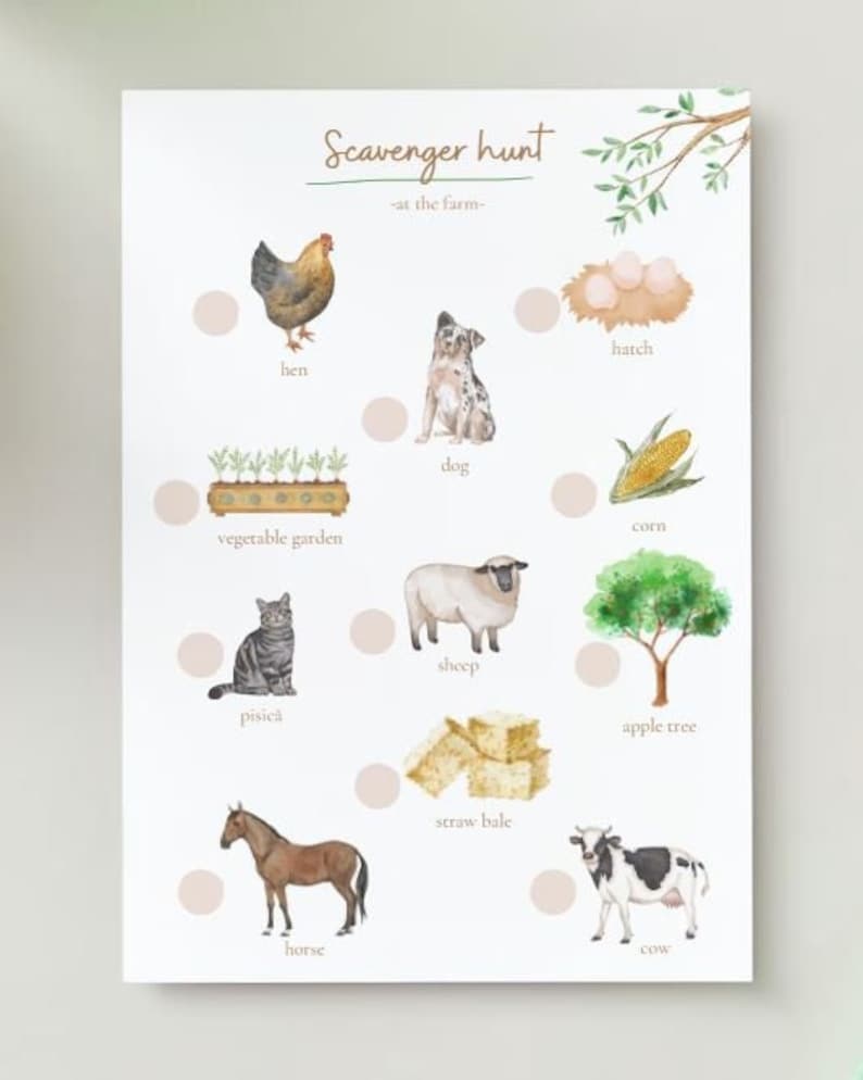 Farm Scavenger Hunt for Kids Animals and Tools hunt Outdoor - Etsy