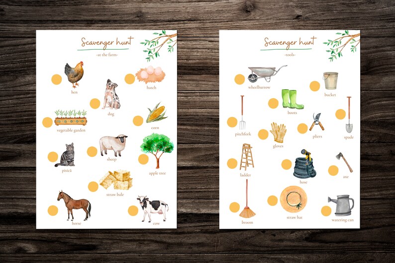 Farm Scavenger Hunt for Kids - Animals and Tools -hunt Outdoor ...