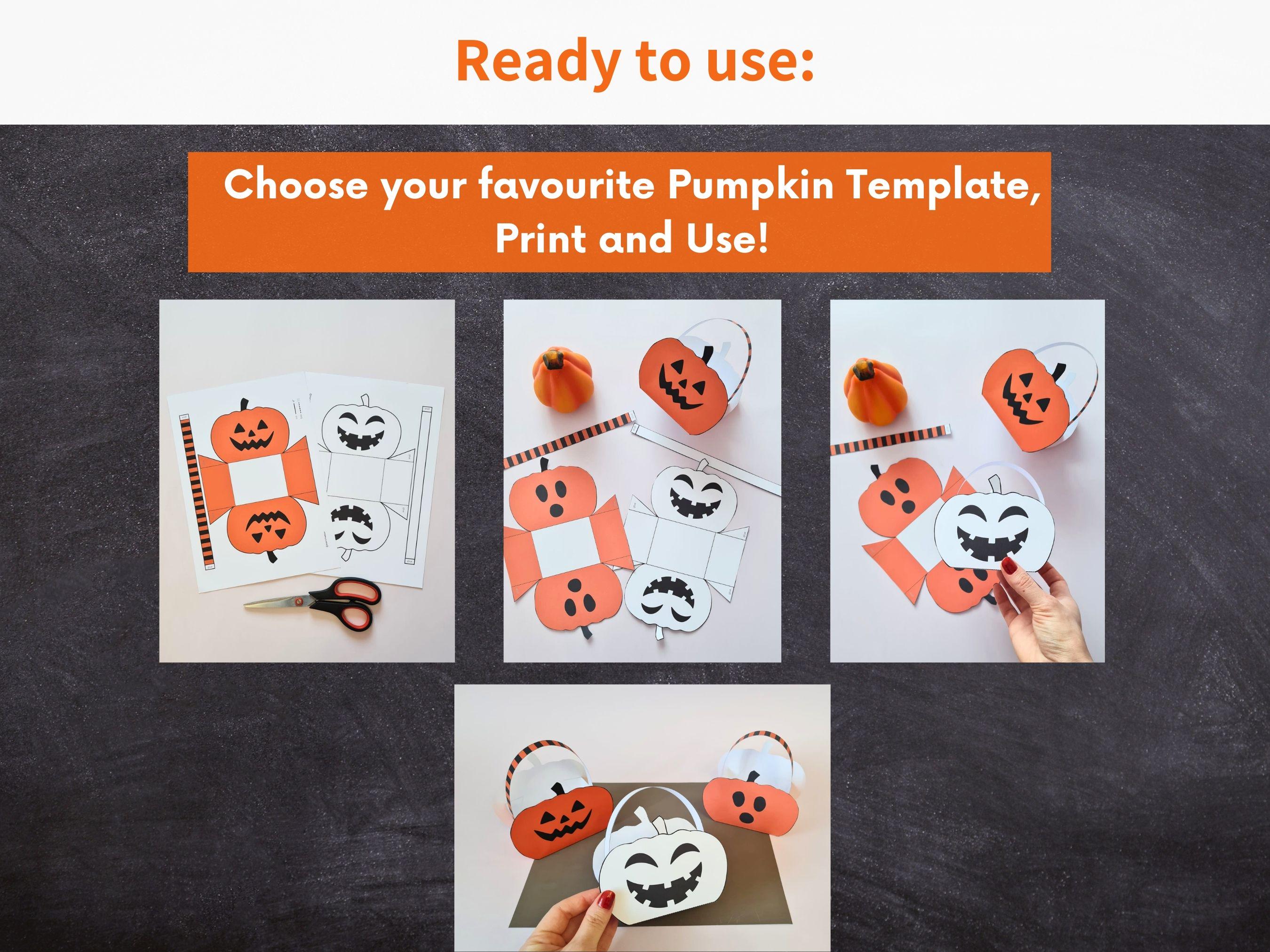 Pumpkin Basket Paper Craft Templates – Halloween Kids Activity (digital ...