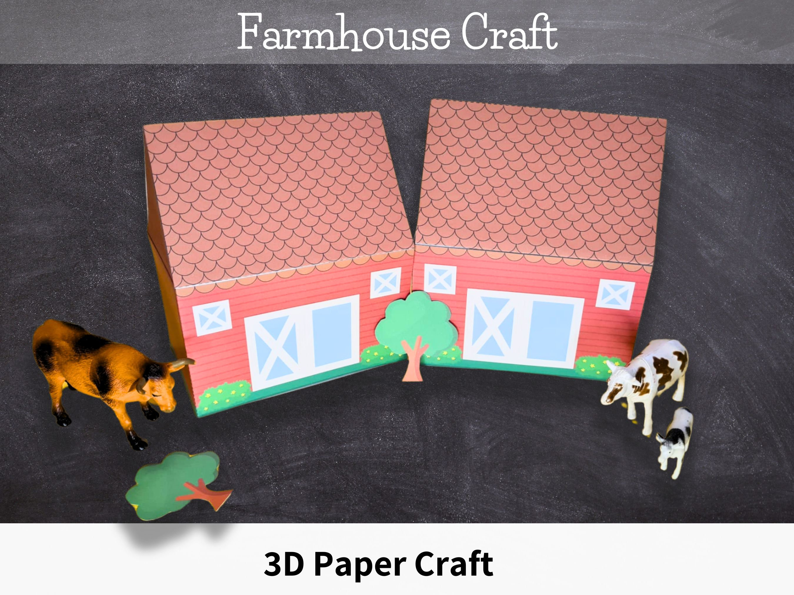 3D Farmhouse Craft Activity. Art Project Template. How to Make Your Own ...