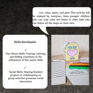 Best Friends Gift Box Template: Paper Craft Activity Cut Color Glue Diy ...