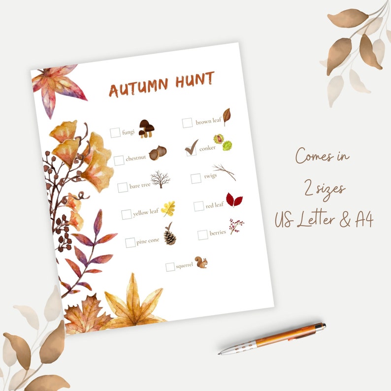Printable Fall Scavenger Hunt for Kids! Explore Nature's Wonders and ...