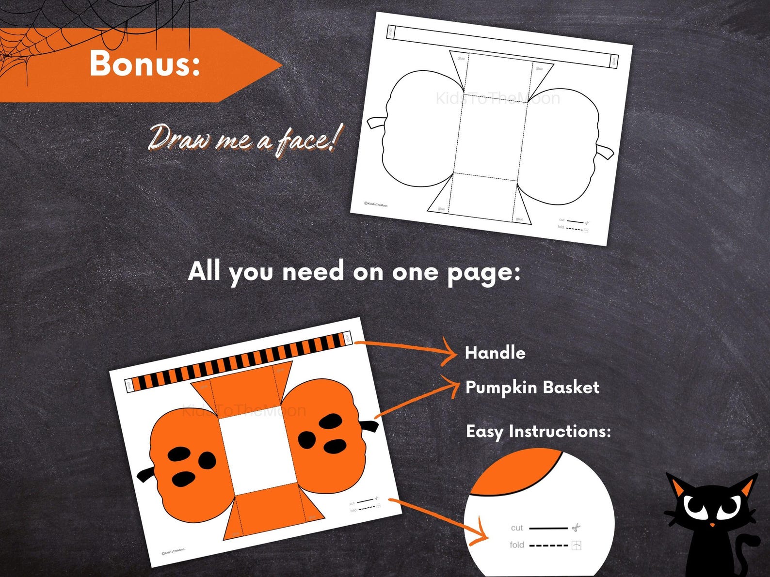Pumpkin Basket Paper Craft Templates – Halloween Kids Activity (digital ...