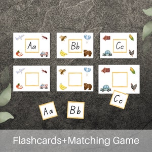 ALPHABET Flash Cards Beginning Sounds. Printable Montessori Three Part ...