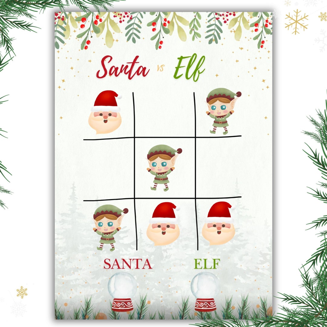 Santa Vs Elf Tic Tac Toe: Downloadable Christmas Family Game - Fun ...