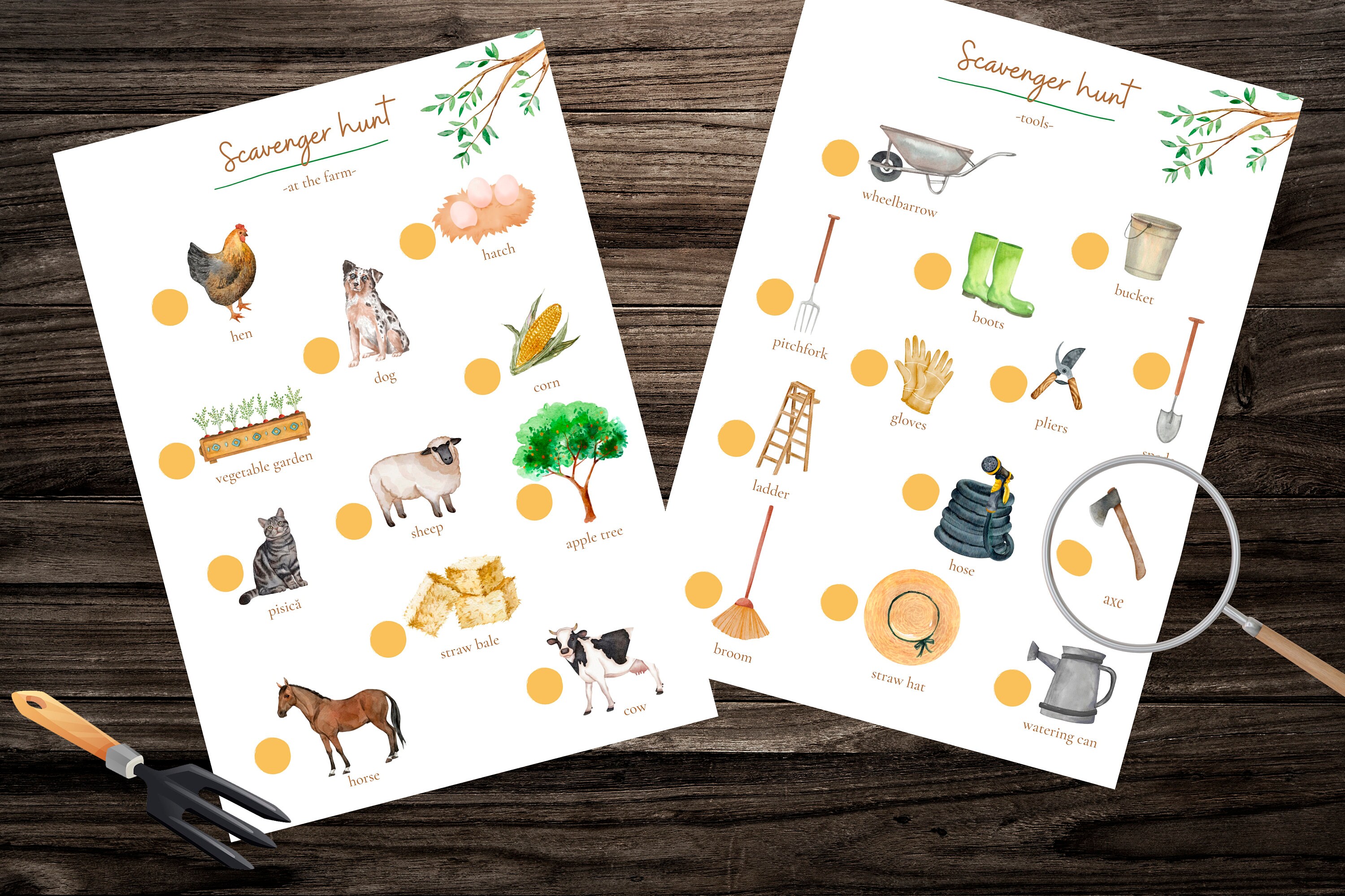 Farm Scavenger Hunt for Kids - Animals and Tools -hunt Outdoor ...
