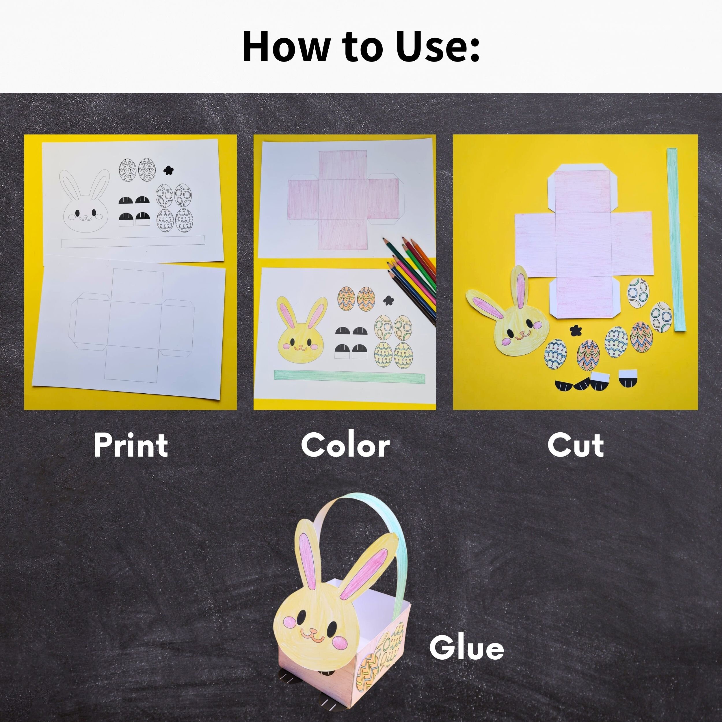 Easter Bunny Basket - Paper Craft - Print and Go Activity for Spring ...