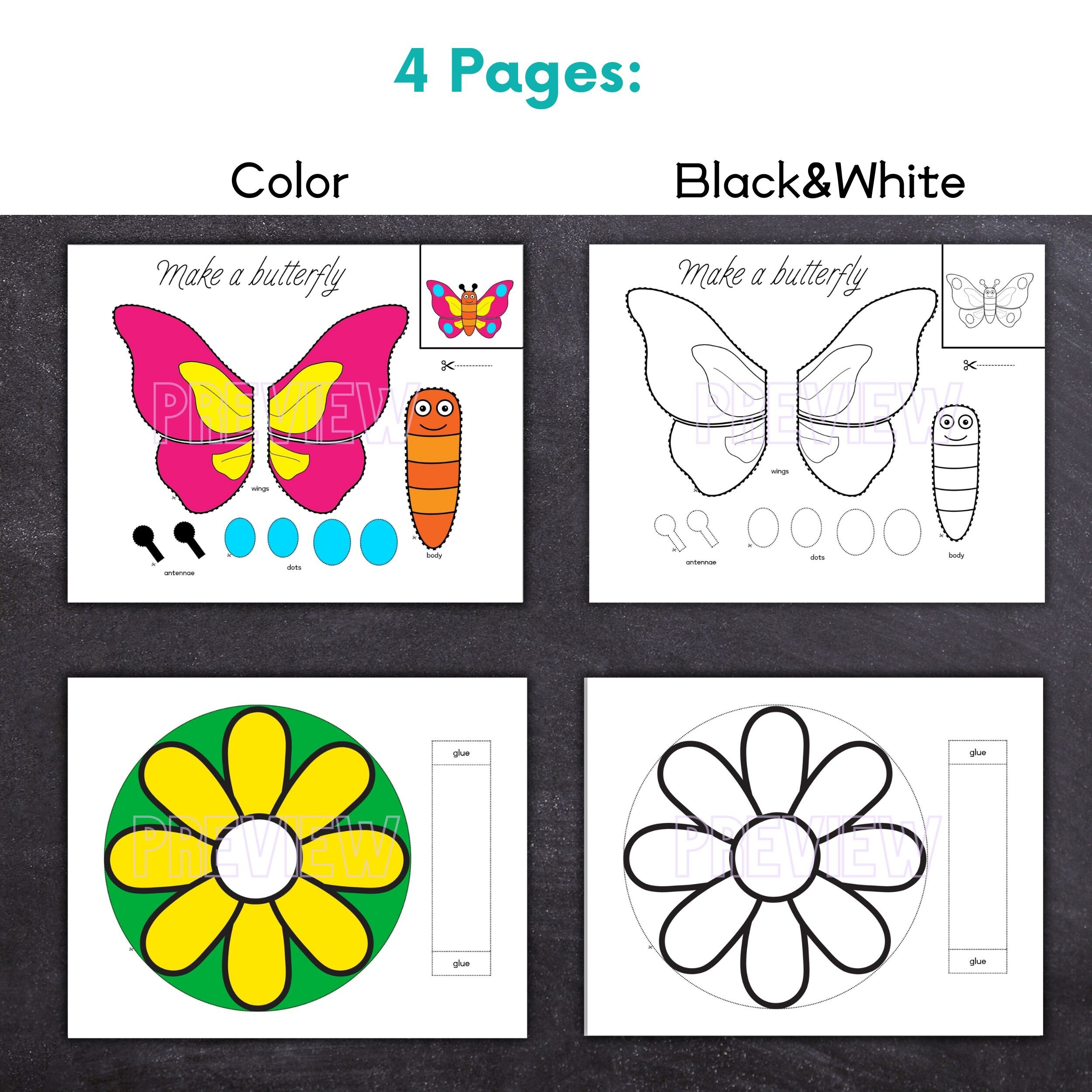 Make a Butterfly on a Flower - Insects/bugs Craft With 3D Effect - BW ...