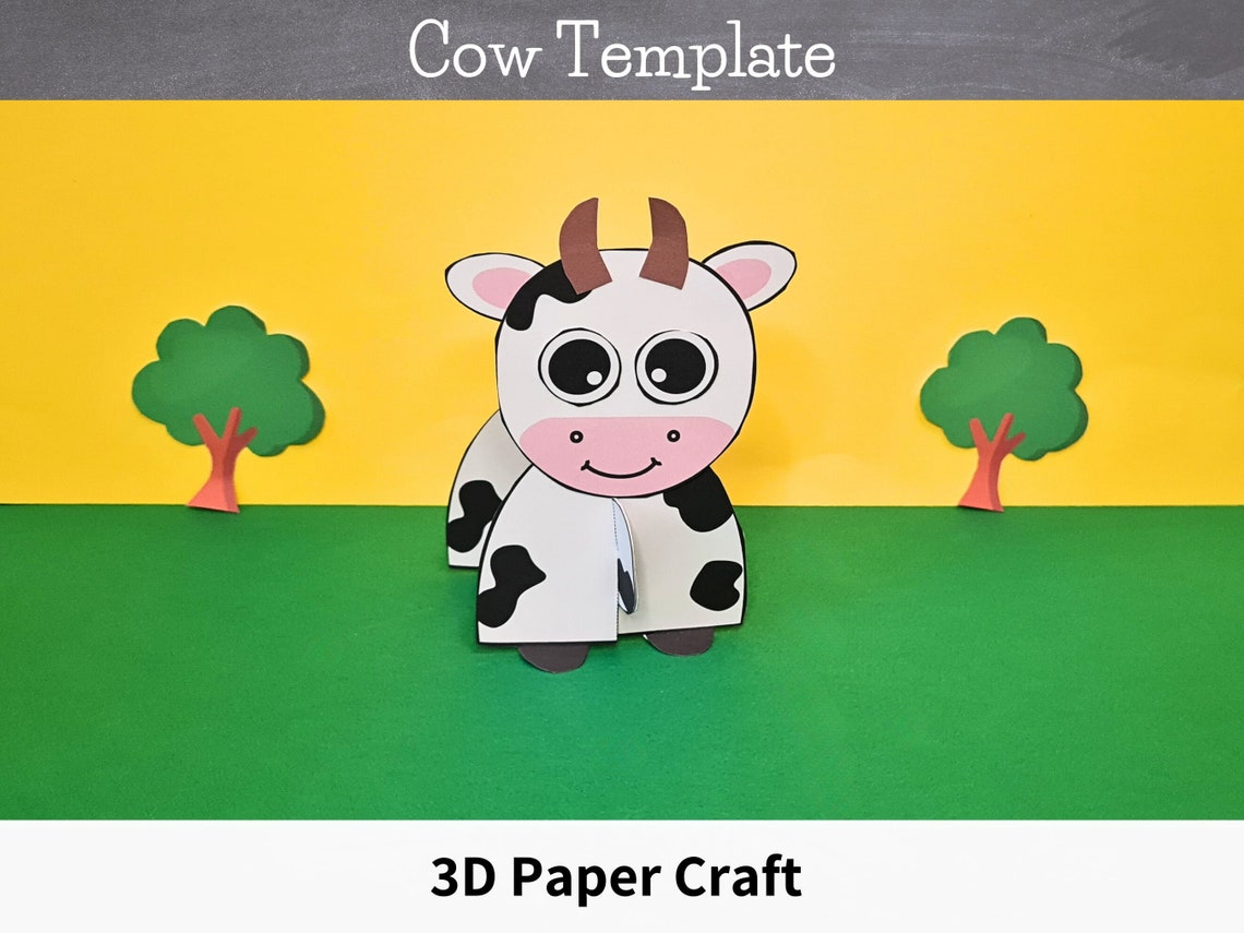 3D Cow Craft Art Project: Toy Crafting for Farm Animal Pretend Play - Etsy