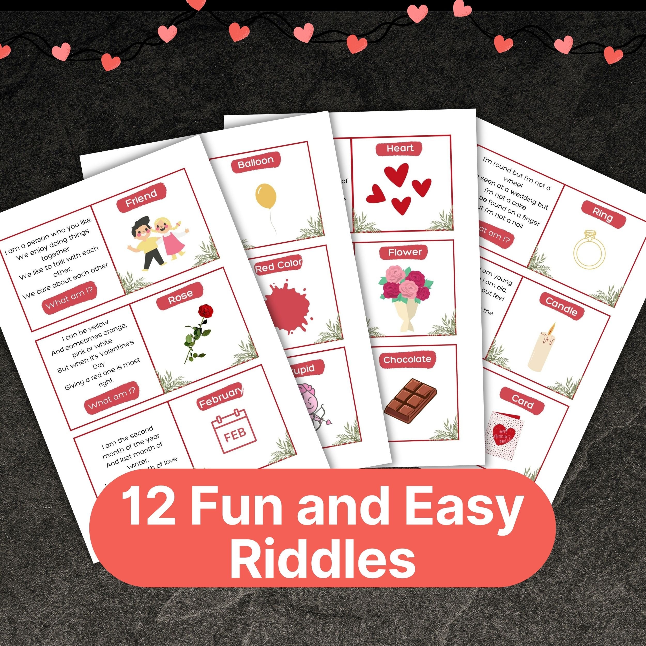 Valentine's Day Riddles. What Am I? Game - February Activities - Etsy