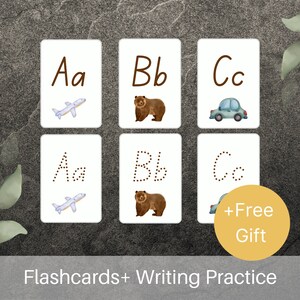 Alphabet Flashcards & Tracing Cards + Free Gift ABC Poster. Uppercase ...