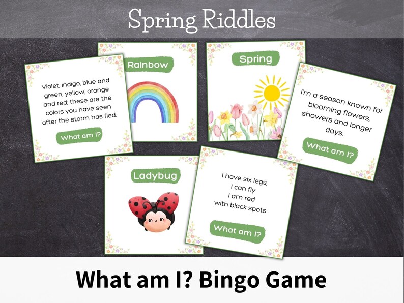 Riddles - What Am I Game. Spring Riddles . Party Riddles. Educational ...