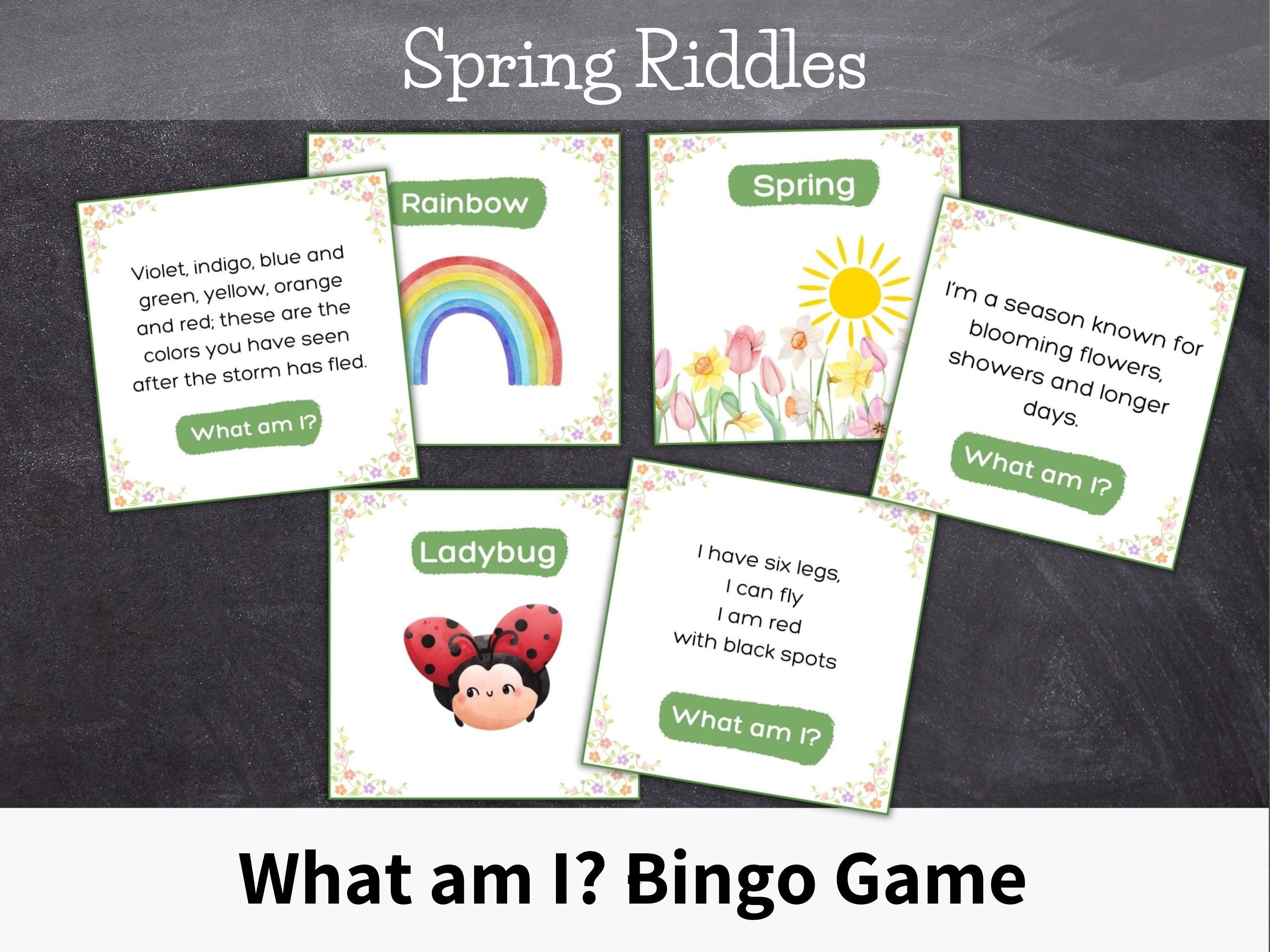Riddles - What Am I Game. Spring Riddles . Party Riddles. Educational ...