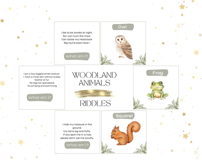Riddles What Am I Game. Woodland Animals. Party Riddles. Educational ...