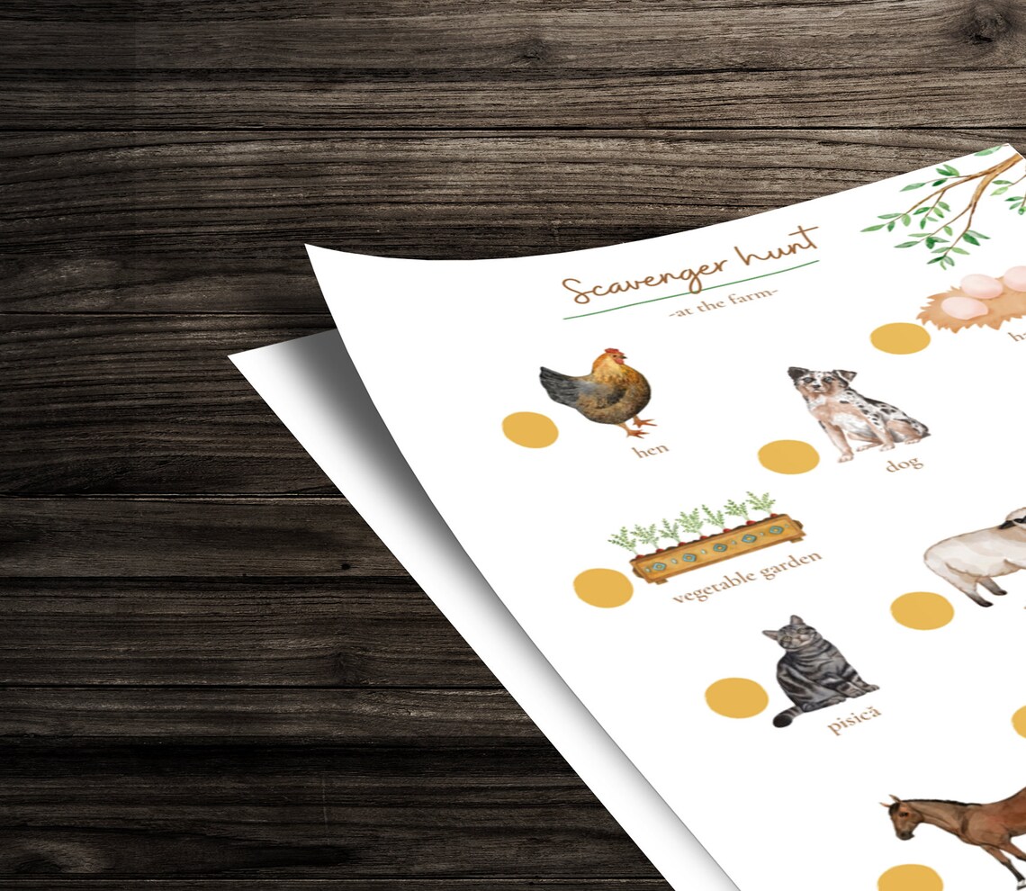 Farm Scavenger Hunt for Kids - Animals and Tools -hunt Outdoor ...