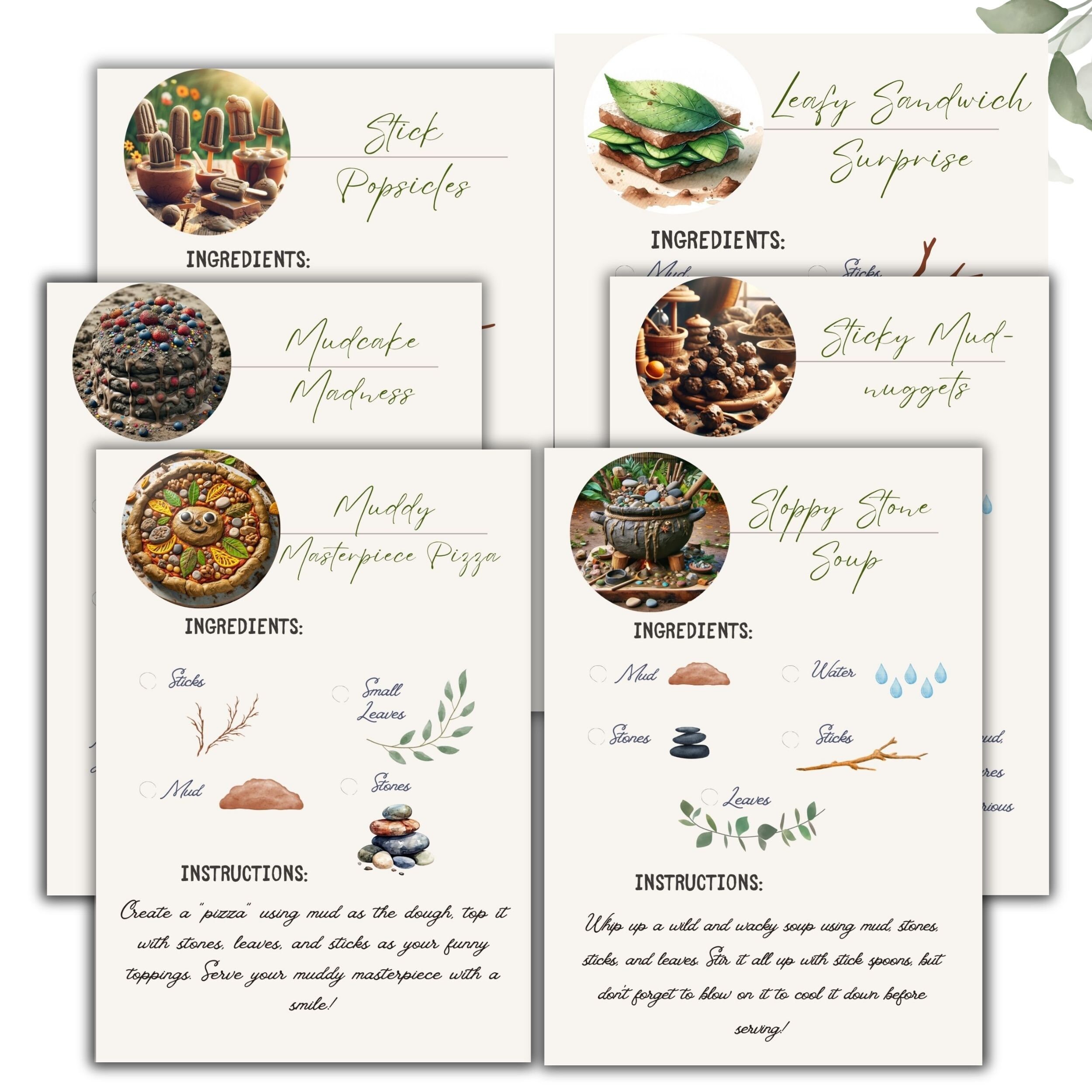 Nature Play Mud Kitchen Recipe Cards - Creative Outdoor Fun for Kids ...