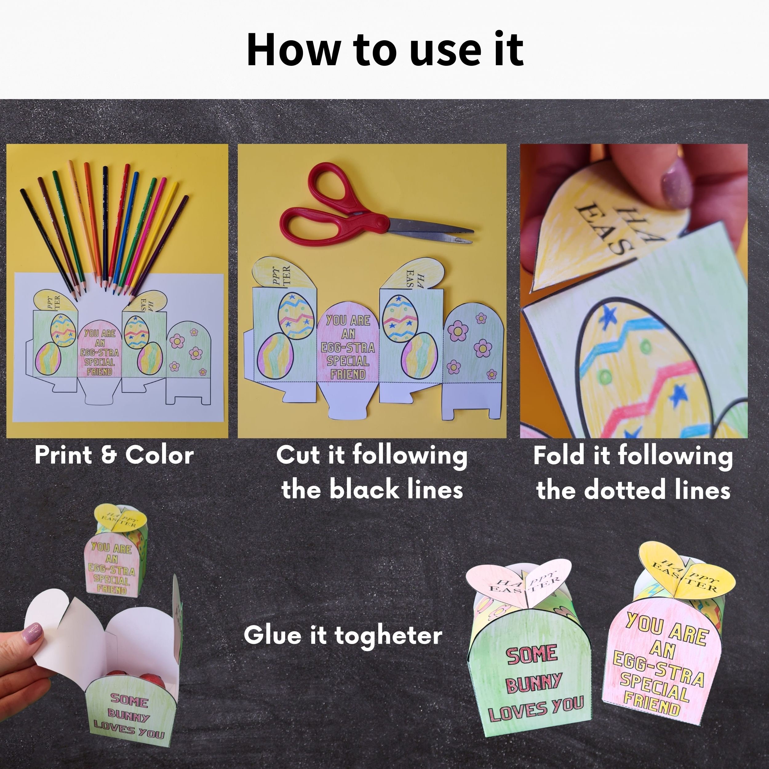 Bunny Easter Box - Paper Craft Activity - DIY Homemade Gifts by Kids - Etsy