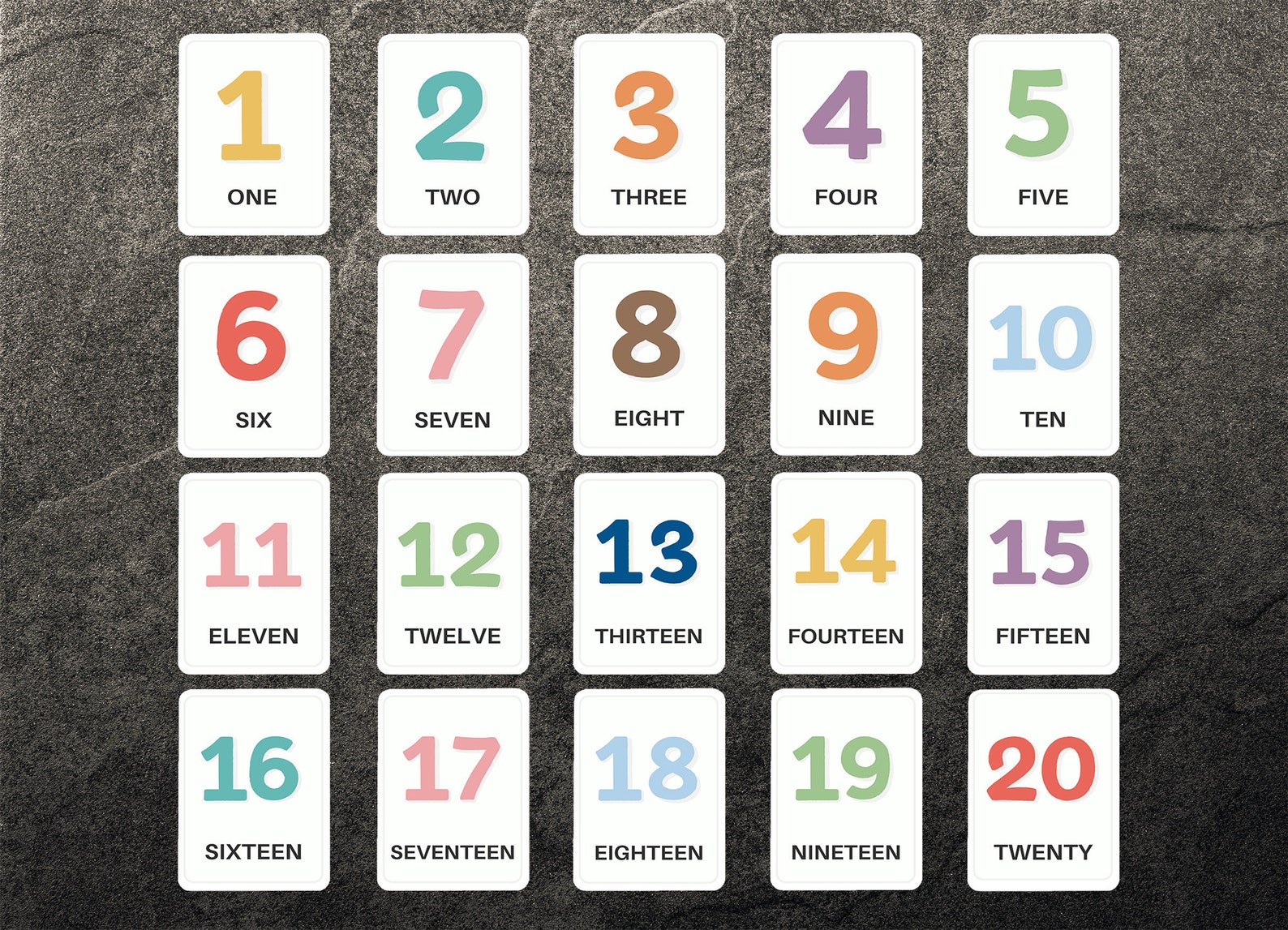 Numbers 1 to 20 Flashcards. Number Recognition and Counting Cards for ...