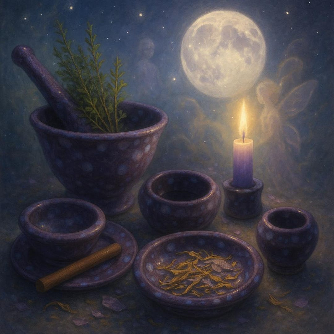 Fairy Altar Pottery Set Handcrafted, Moon, Ritual Tools, Witchy Fairy ...